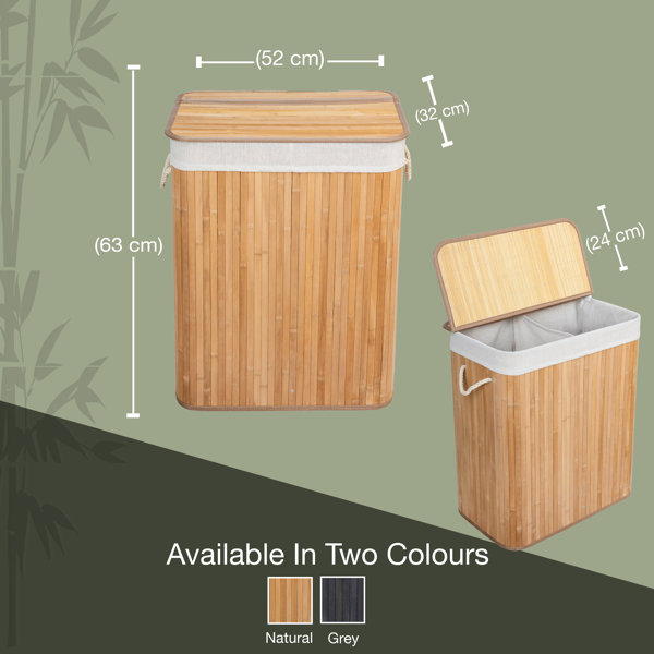 Metro Lane Knight Bamboo Laundry Basket, 105L Laundry Hamper With Removeable Washable Lining ...